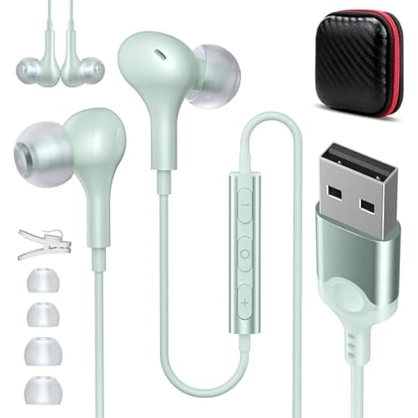 CZ USB Headset with Microphone for PC 7.5 Ft Cable, USB A Headphones ...