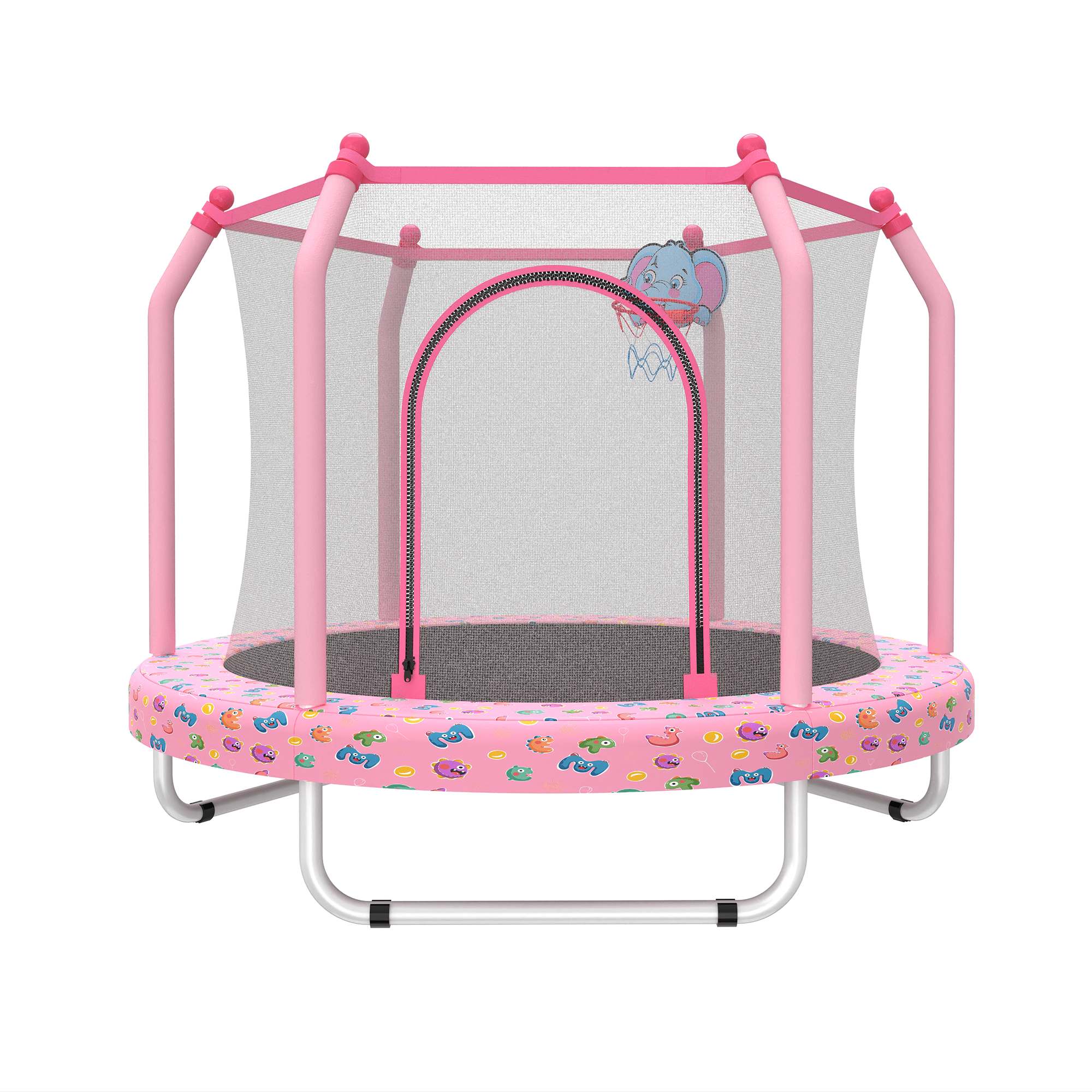 CZBZ 55'' Toddler Trampoline for Kids with Enclosure Net, Basketball ...