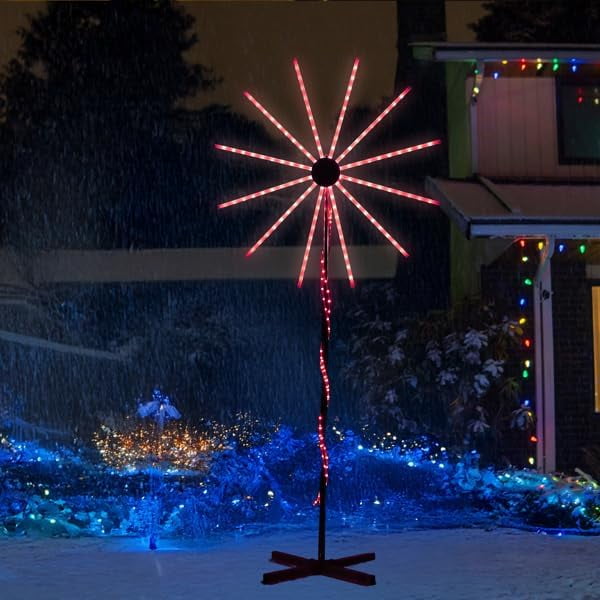 CZBZ 8.3FT RGB Firework Light with Stand, Smart APP & Remote Control ...