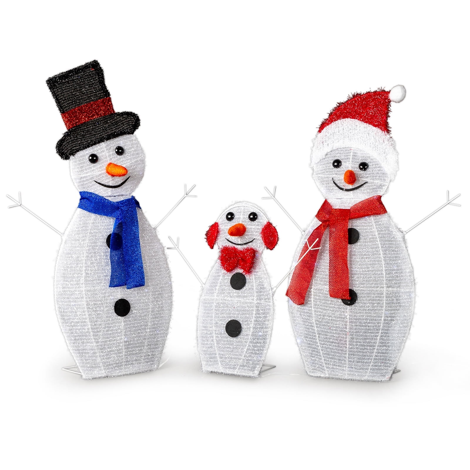 CZBZ Lighted Snowman Christmas Yard Decorations, Set of 3 Pre-lit 2D ...