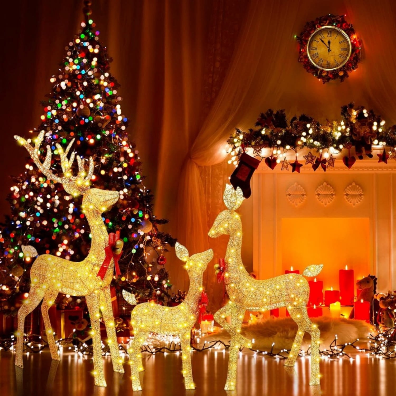 CZBZ Outdoor Christmas Yard Decorations, 5FT 3-Piece Lighted Christmas ...