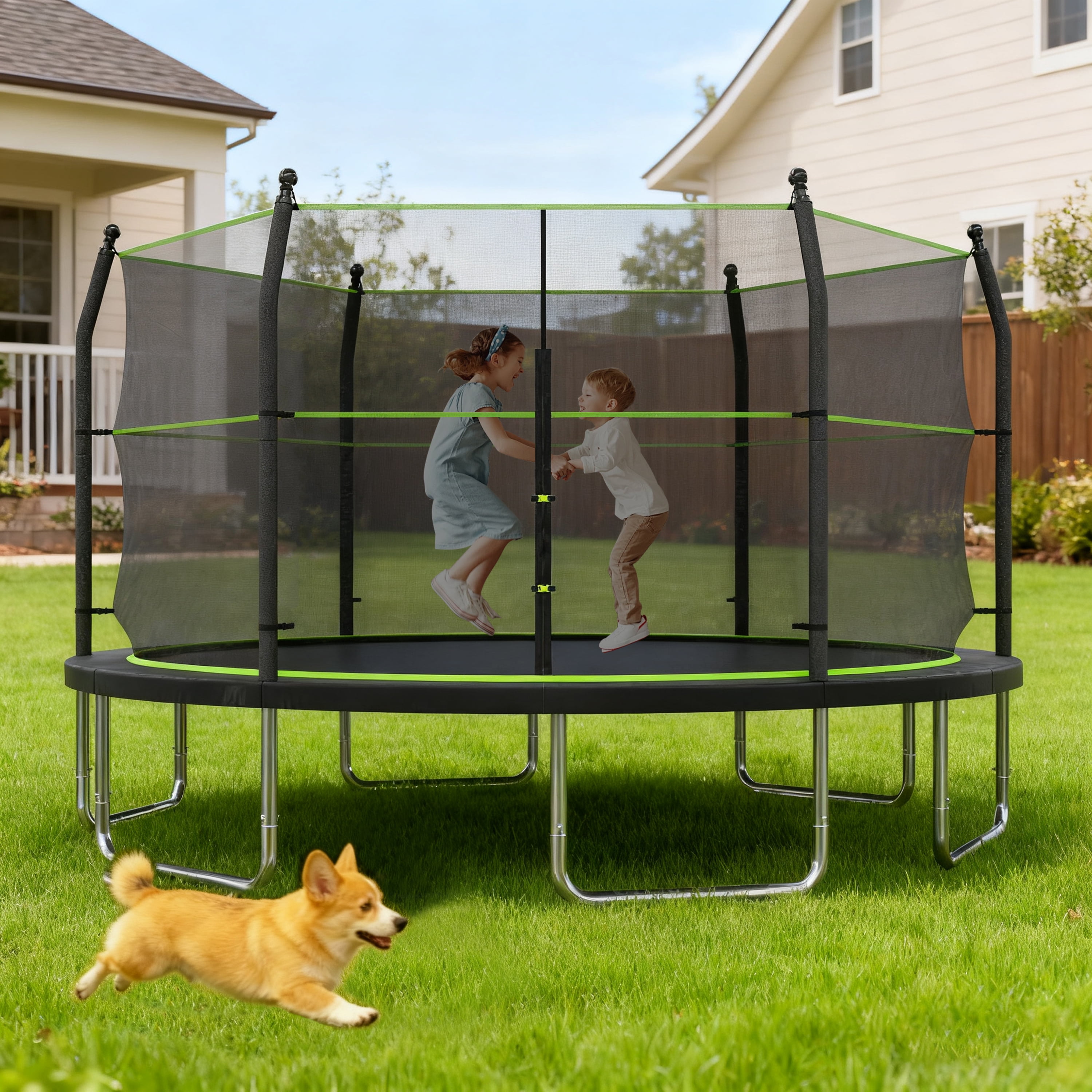 CZBZ Trampolines with Enclosure Net and Ladder, 14FT Outdoor Trampoline ...