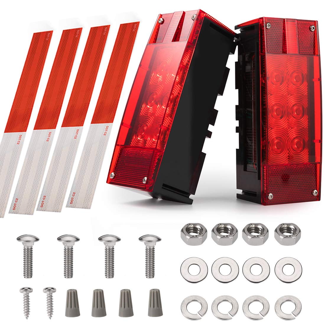 CZC AUTO 2PCS 12V KEF16 LED Submersible Low Rectangular Trailer Lights ...