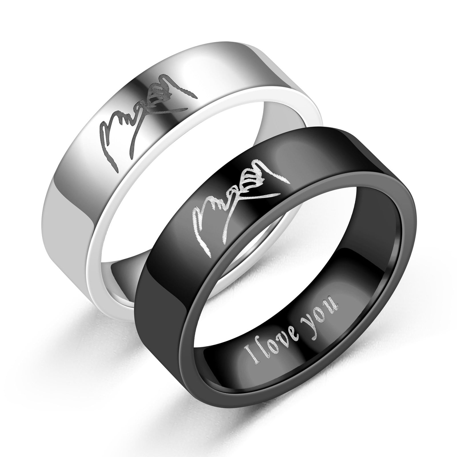 CZESTPYAKE 2025 Couple Rings I Love You Hand in Hand Pair Rings Wedding ...