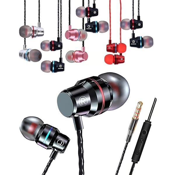 CZEarbuds Headphones with Microphone Pack of 6, Noise Isolating Metal ...
