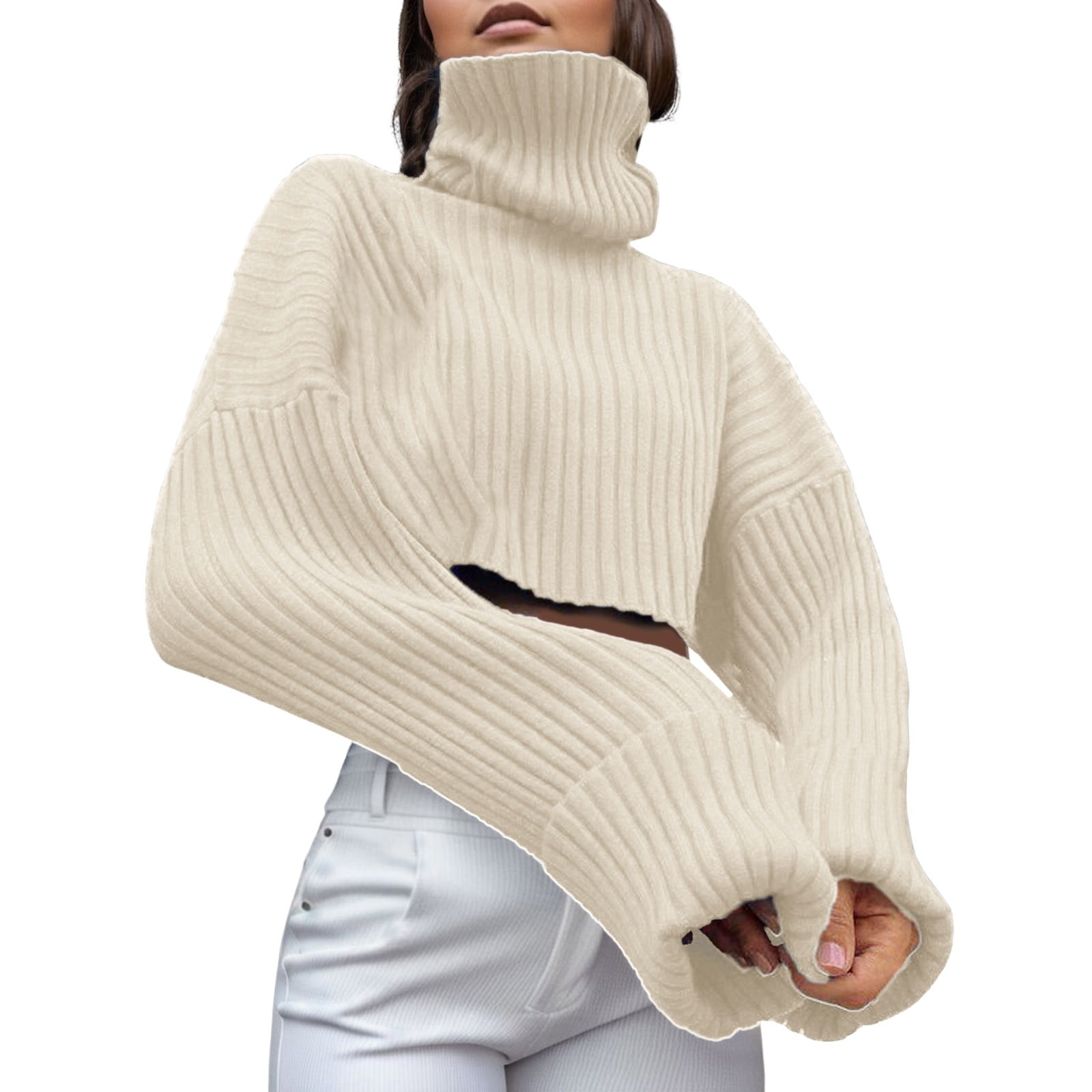 CZHGKM Sweaters for Women Women's Autumn and Winter Turtleneck Wool ...