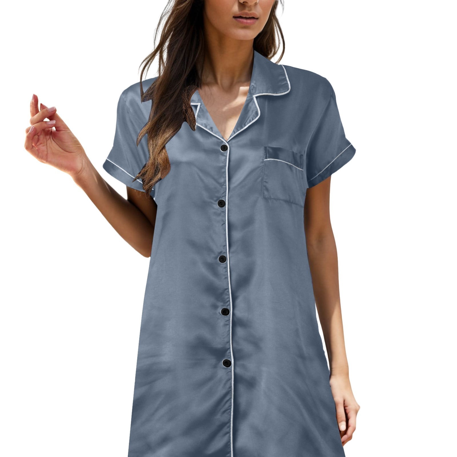 CZHGKM Womens Sleepwear Satin Nightgown for Women Sleep Shirt Sleepwear ...