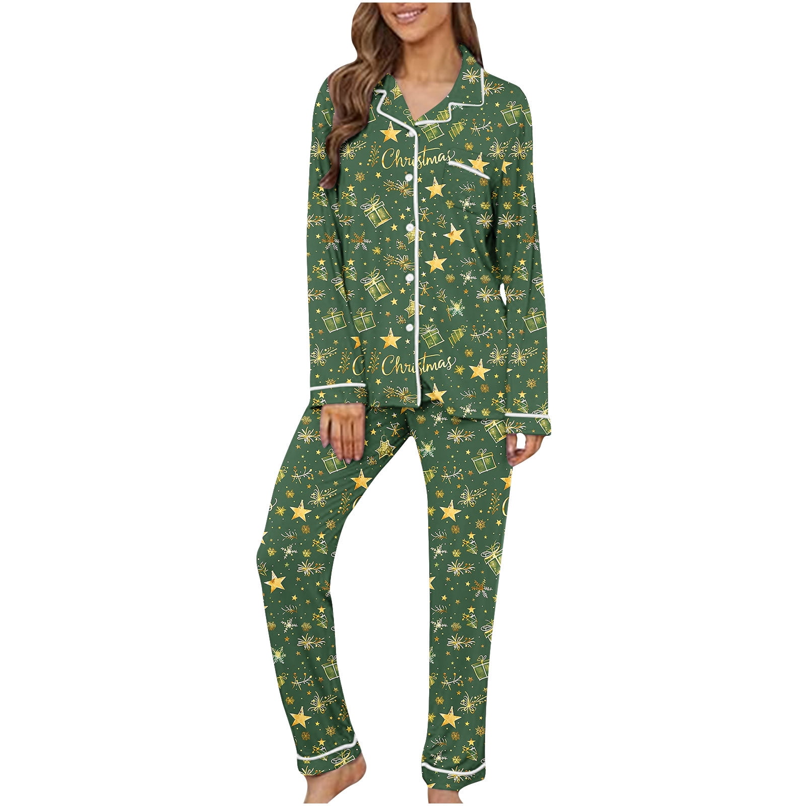 CZHJS Christmas Pajamas for Women Set Long Sleeve Festival Party ...