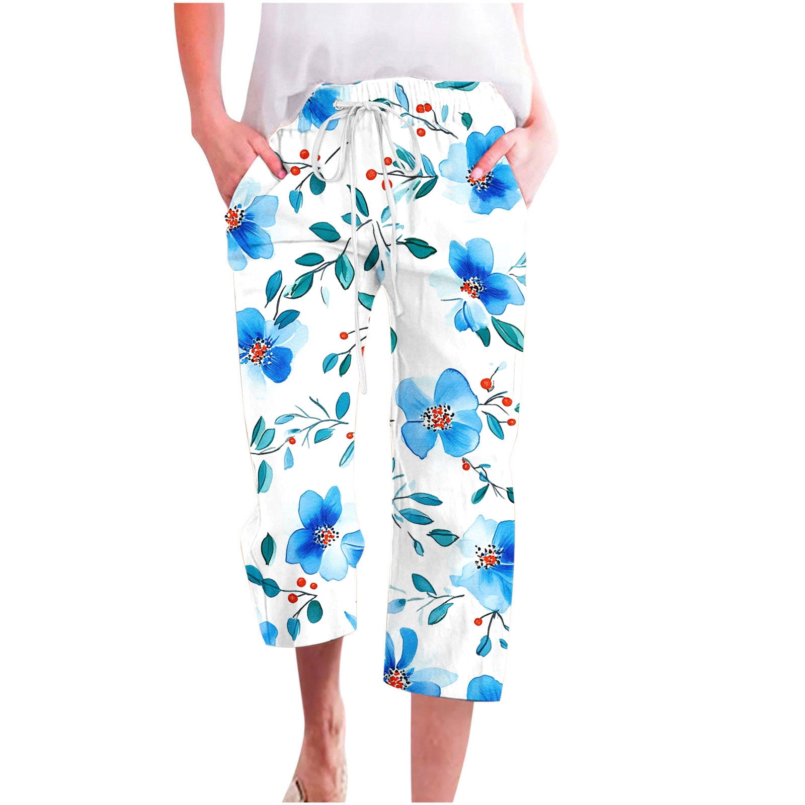 CZHJS High Waist Comfy Boho Summer Beach Pant Women Floral Printing ...