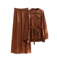 Czhjs Solid Color Love Heart Print 2 Piece R Hoodies Sets Sweatshirt