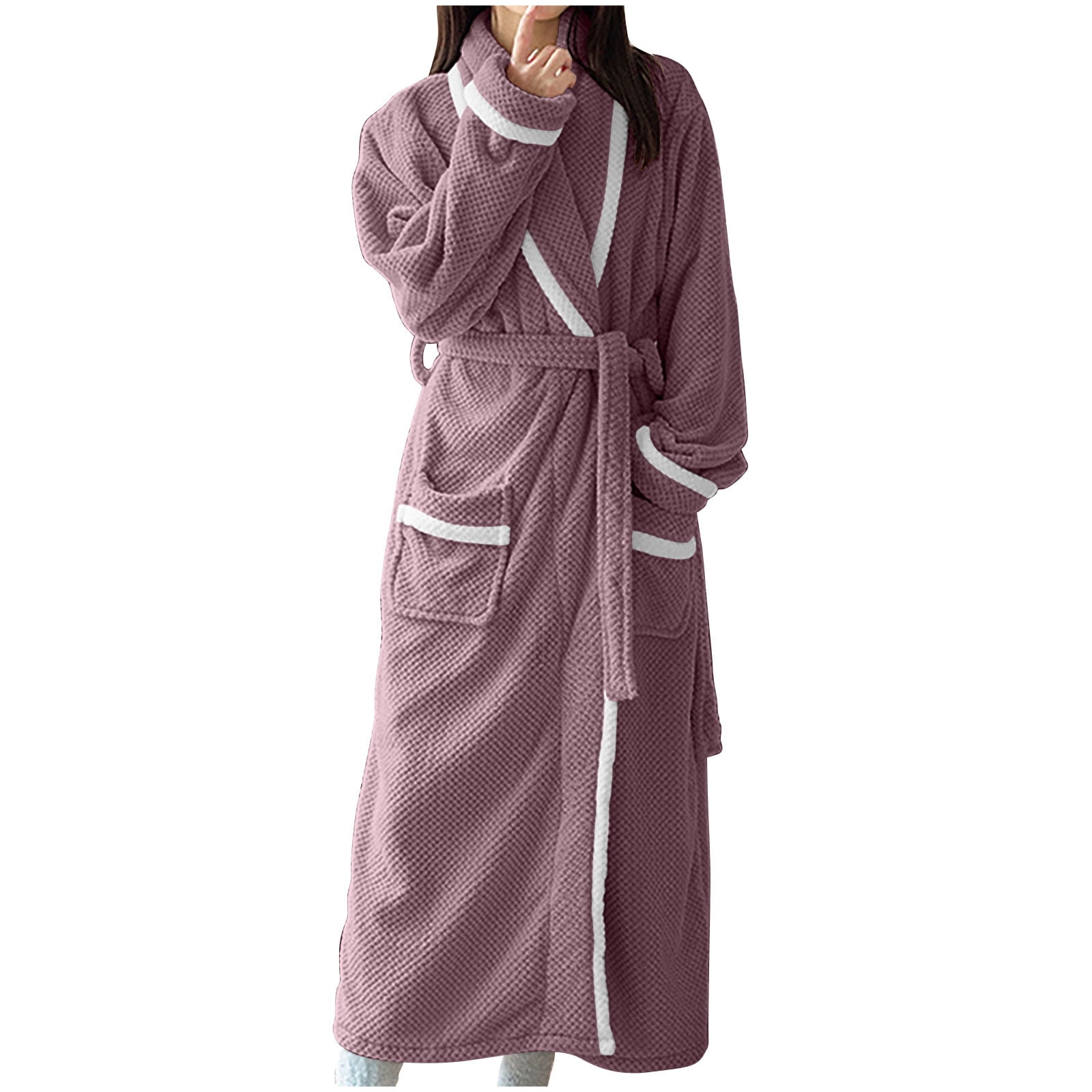 CZHJS Spa Plush Plus Size Fuzzy Lounge Robe Womens Nightgown Pj Robe Fluffy Long Housecoat ...