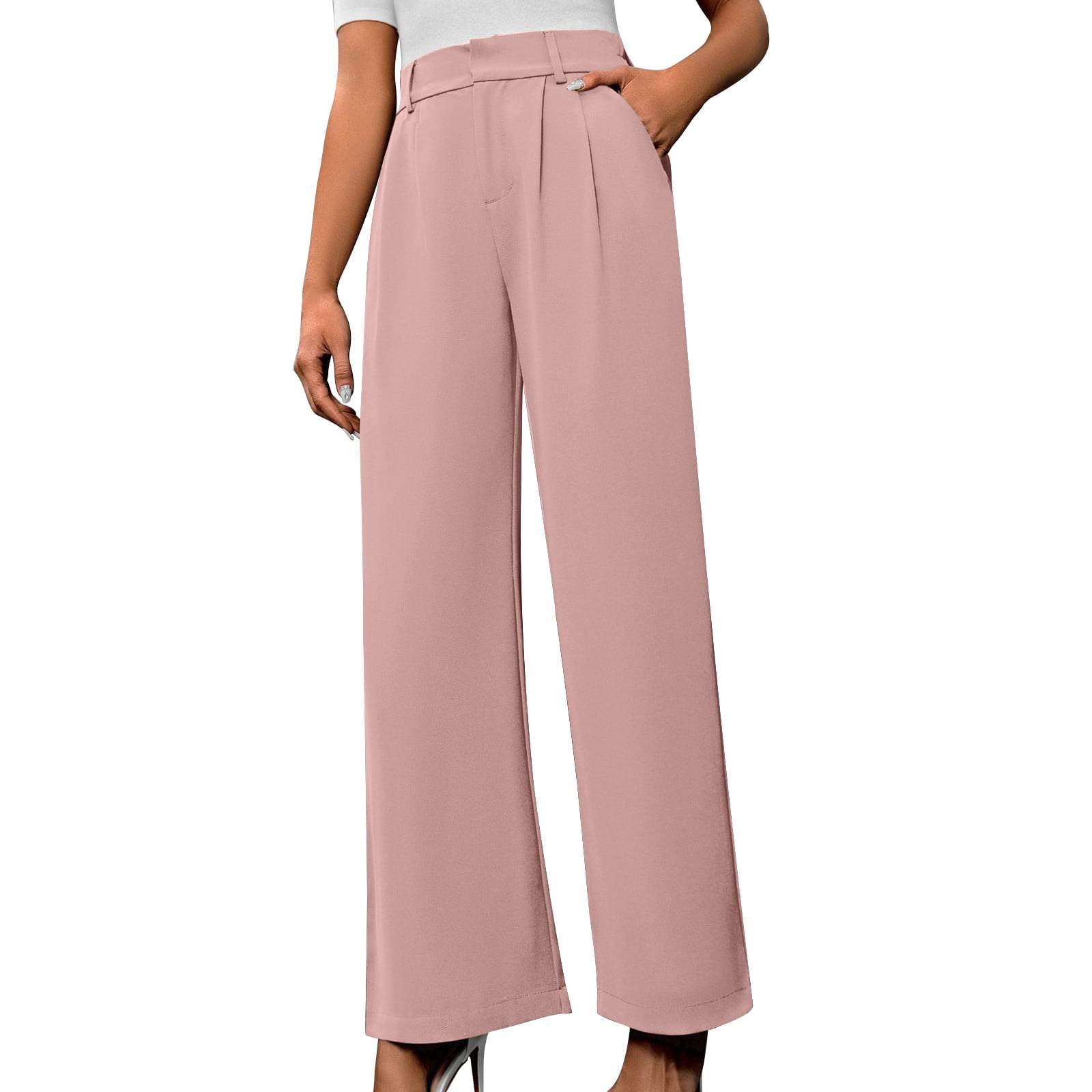 CZHJS Women's Drawstring High Waisted Loose Slacks Casual Palazzo Comfy ...