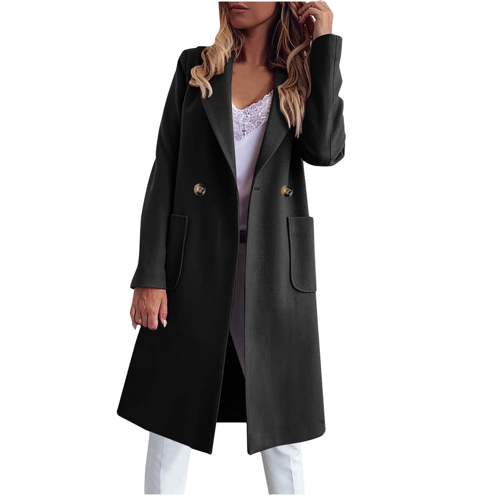 CZHJS Women's Notch Stand Collared Coat Lightweight Jacket Winter ...