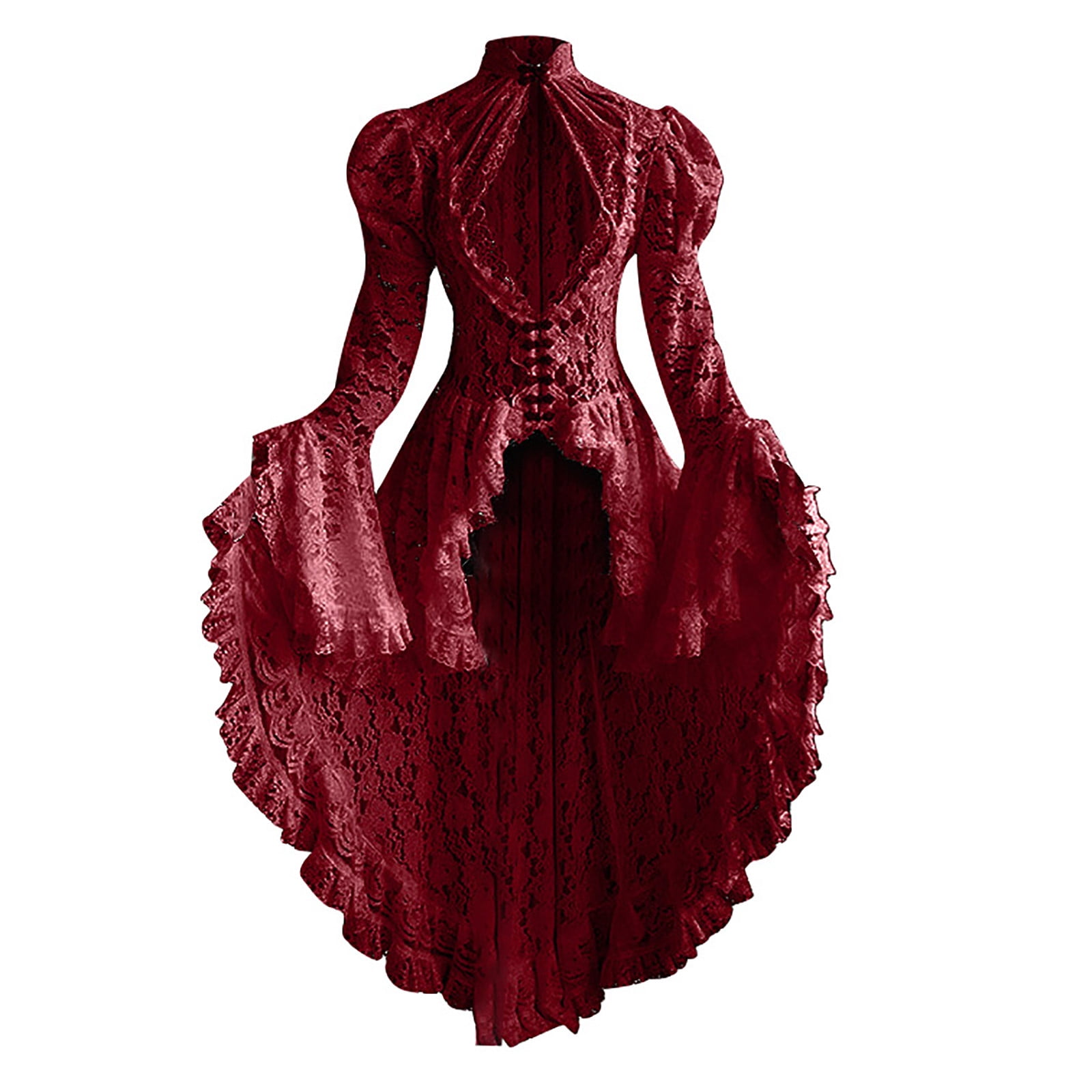 CZHJS Women's Trendy Medieval Renaissance Dress Asymmetrical Clearance ...