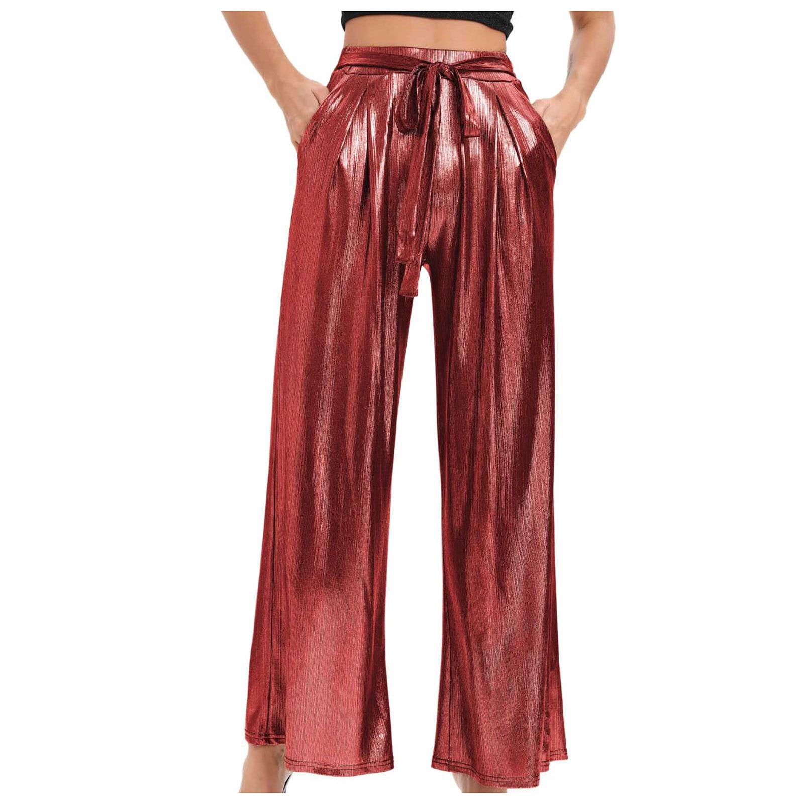 CZHJS Womens Solid Color High Waist Summer Beach Pants Comfy Bohemian ...