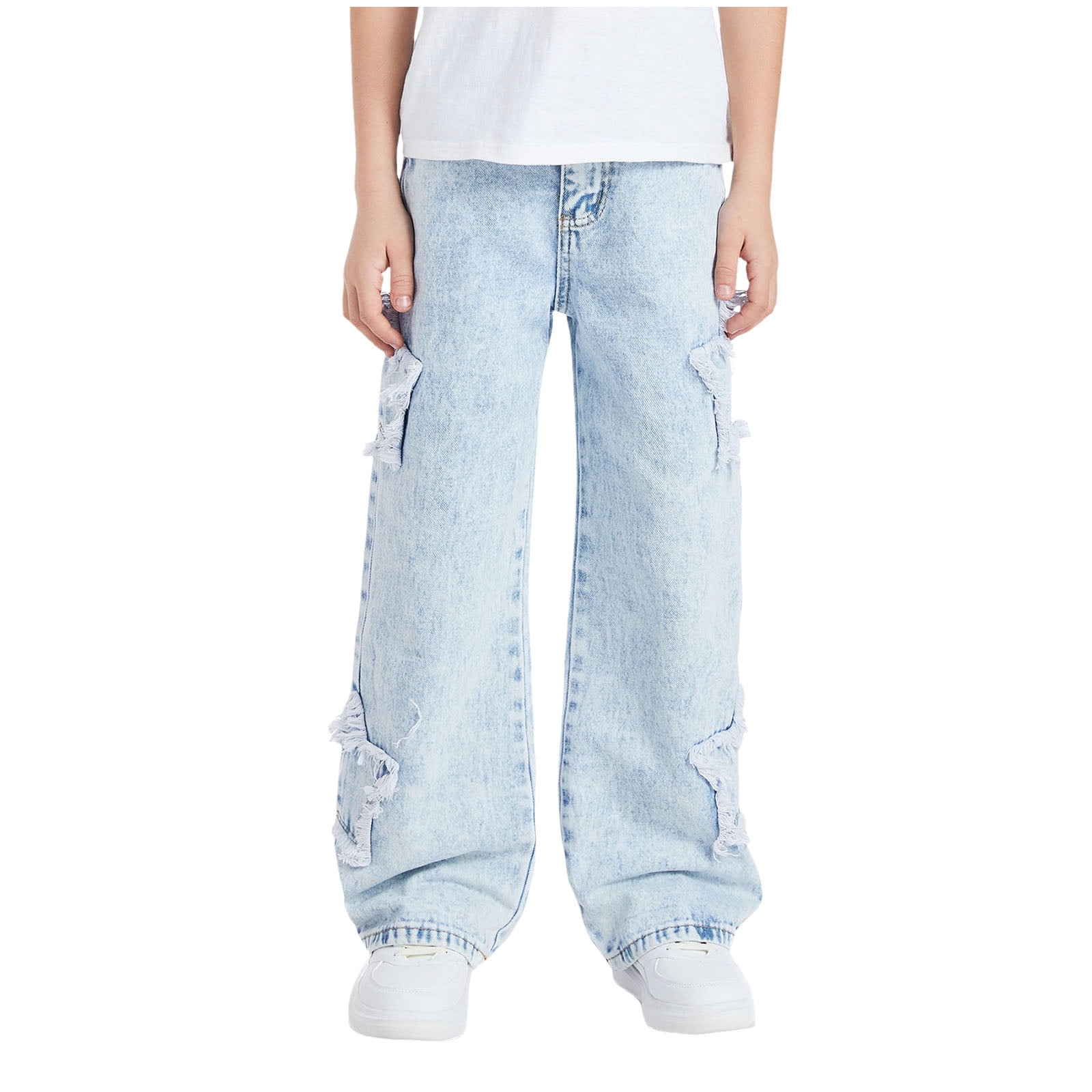 CZHQWE Boys Jeans Baggy Jeans Boys Boys Cargo Baggy Pants Elastic Waist ...