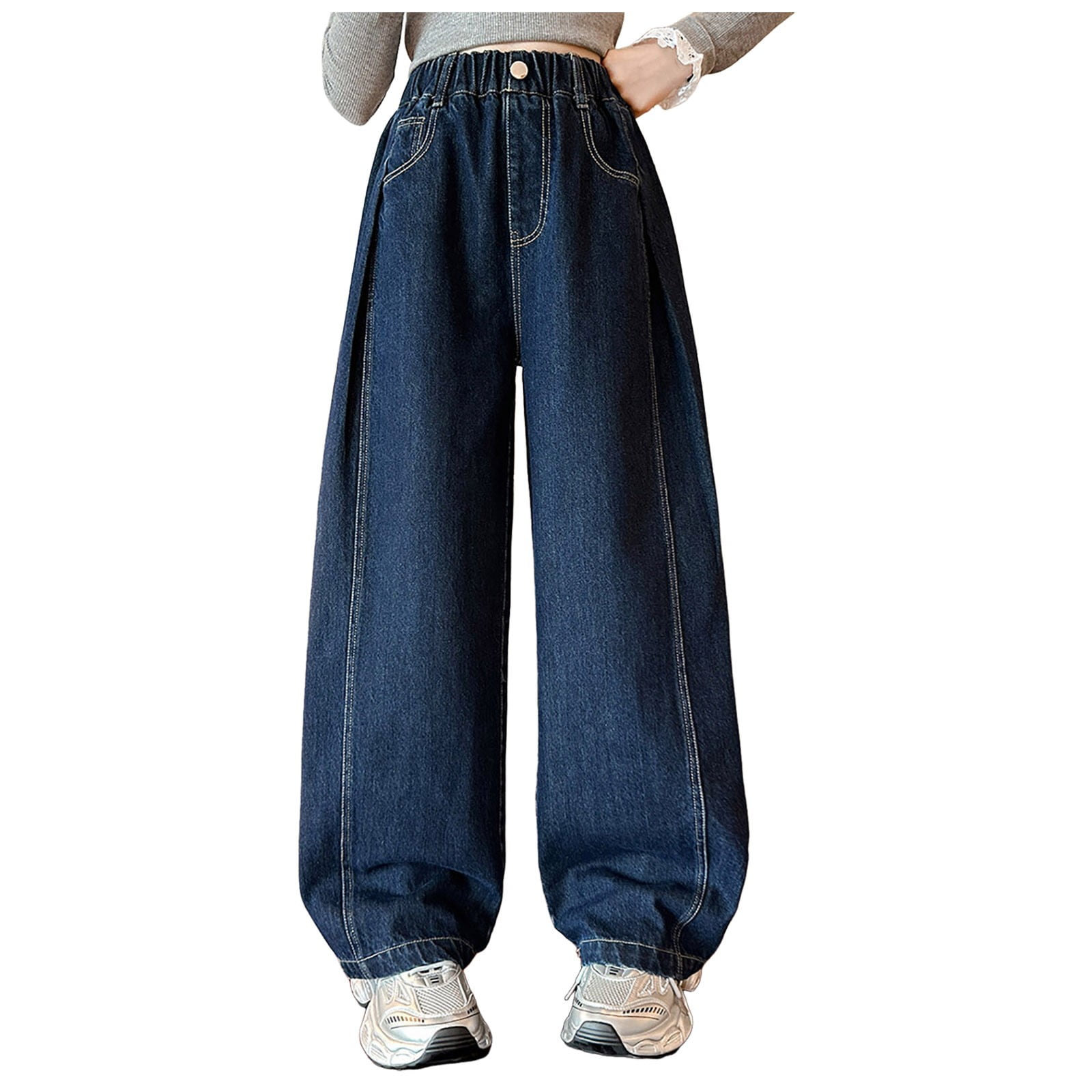CZHQWE Girls Pants Size 10-12 Ripped Jeans Girls Baggy Jeans Casual ...