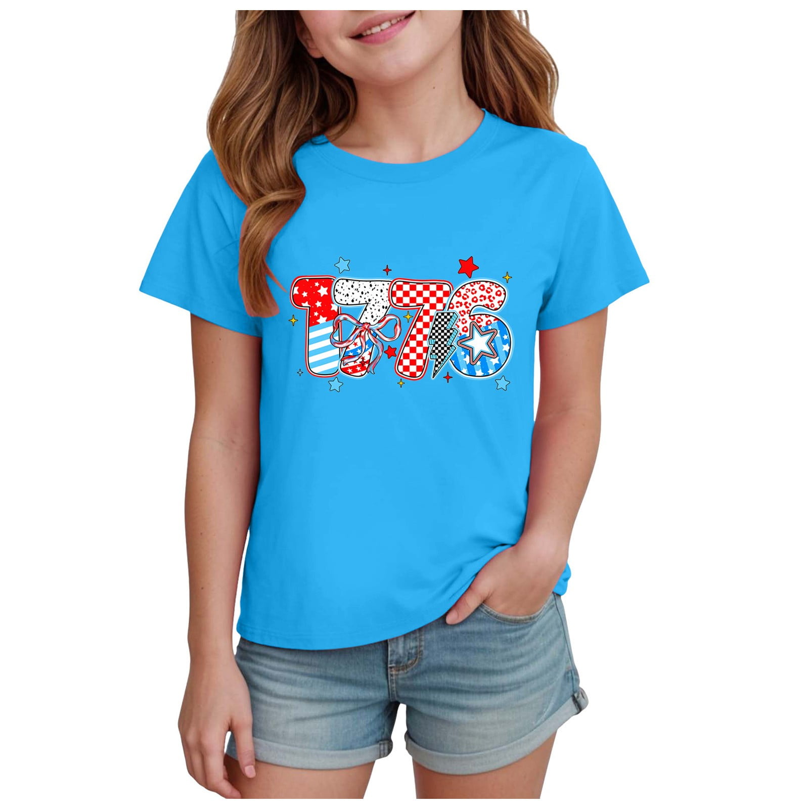 CZHQWE Girls Summer Tops Girls Black Tshirt Girls Short Sleeve T Shirts ...