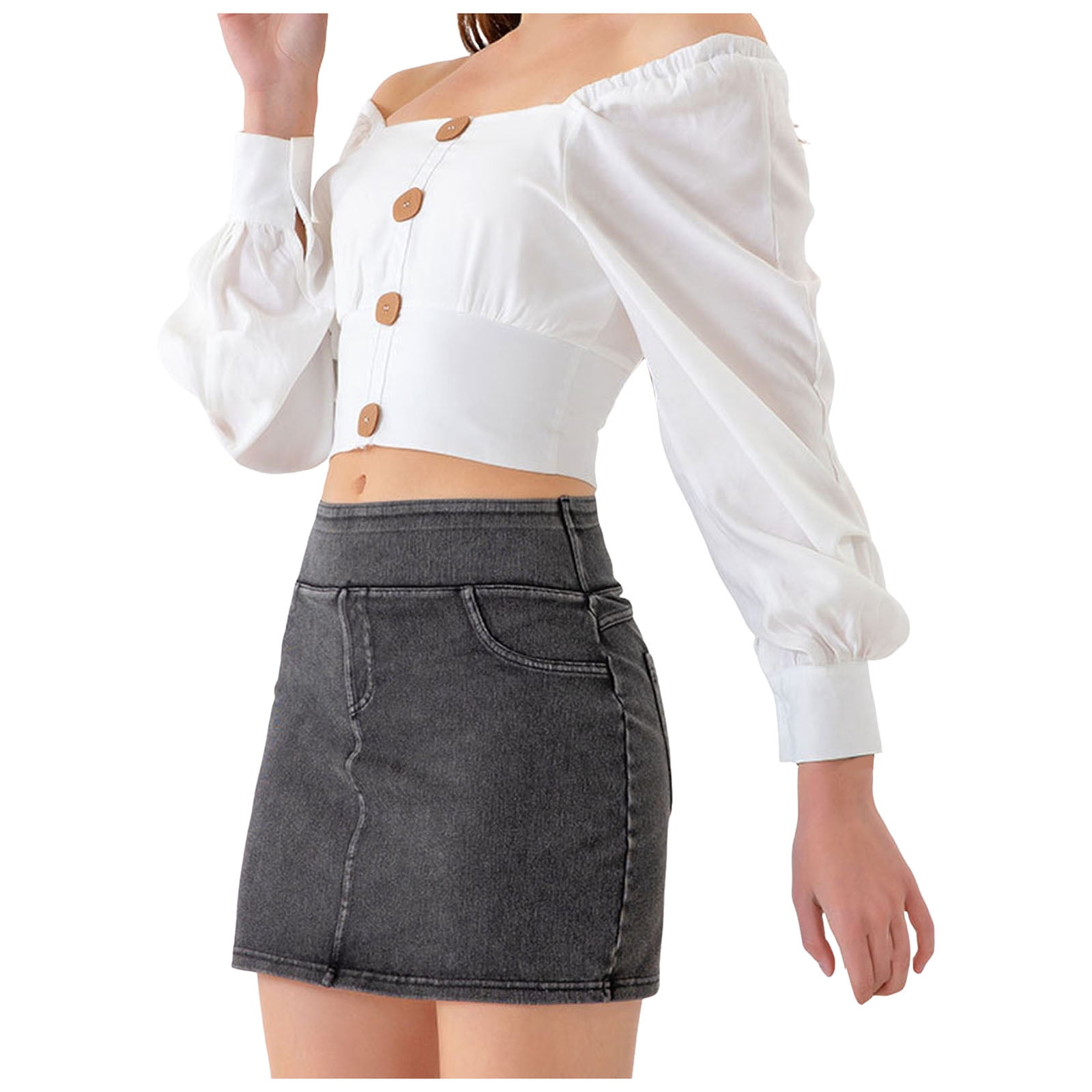 CZHQWE Jean Mini Skirt Sexy Skirt Mini Jean Skirt For Women,Low Waist ...