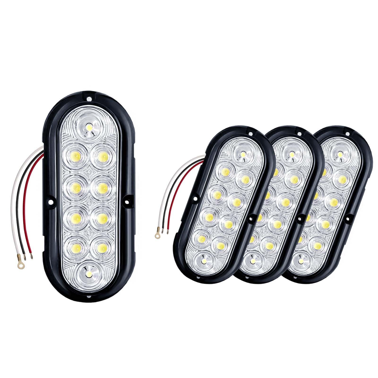 CZJCGD 6 Inch Oval IFF17 White LED Reverse Trailer Tail Lights Kit ...