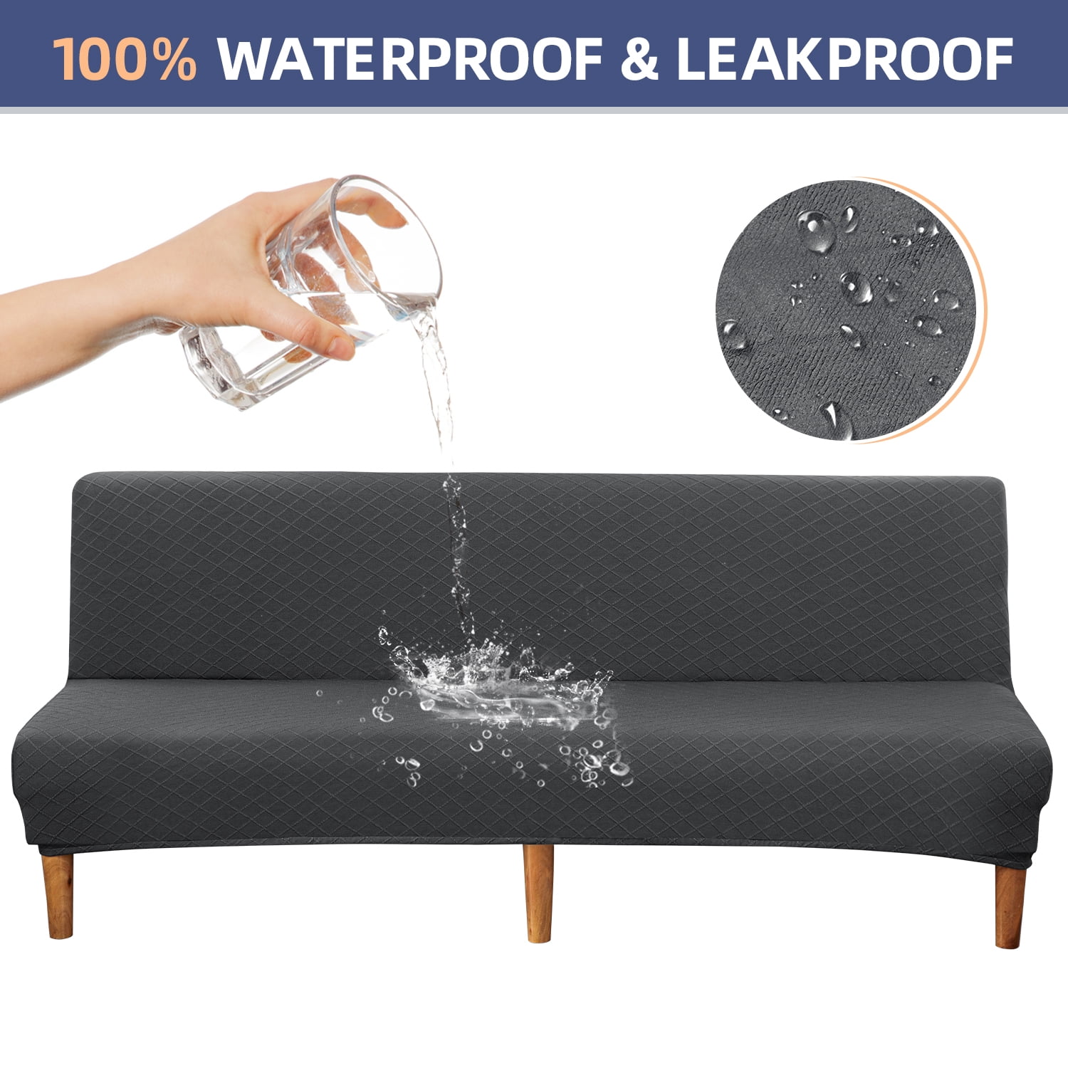 Futon Slipcover Armless Sofa Cover Stretch Sofa Bed Slipcover Protector ...