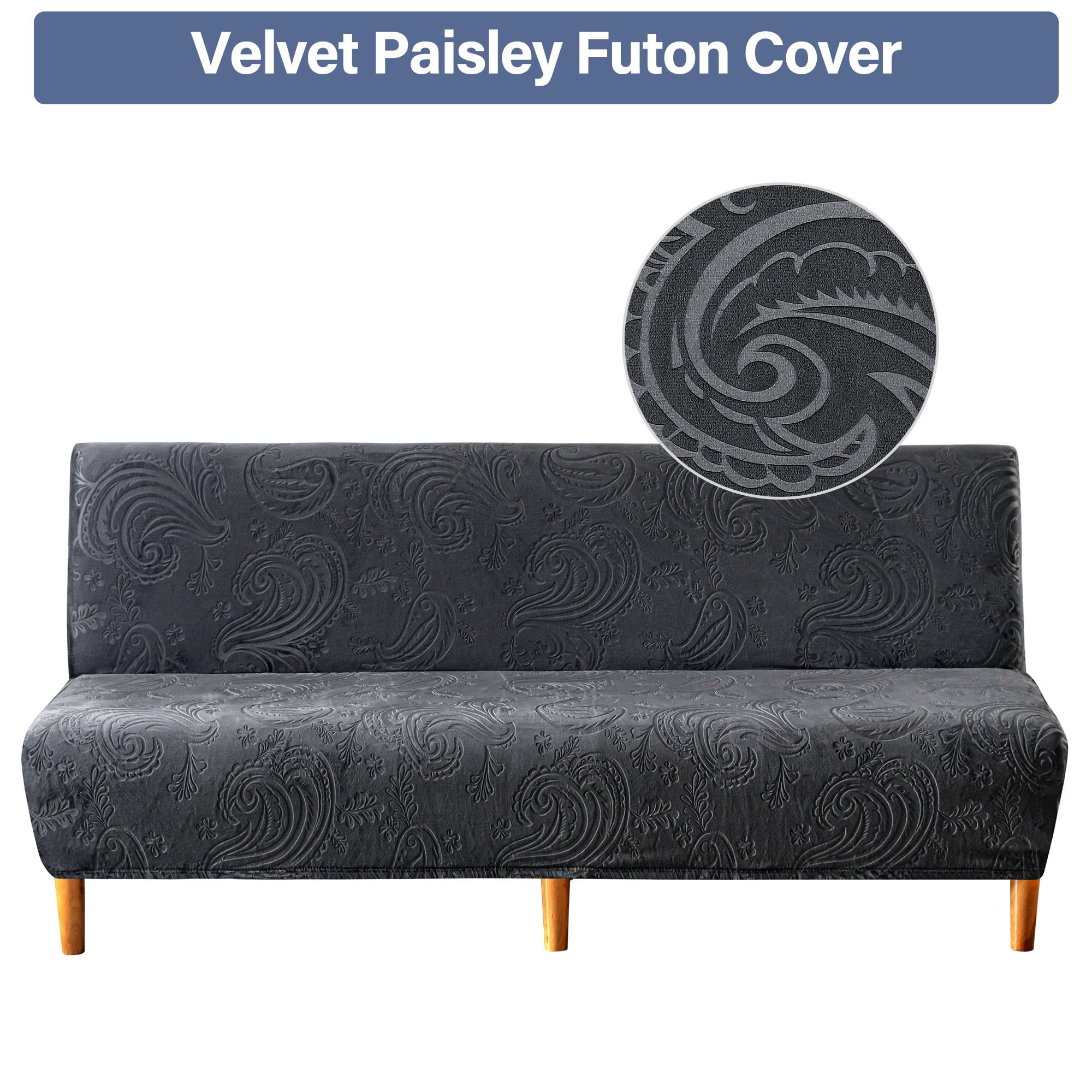 CZL Velvet Queen Futon Cover, Washable, Stretch Paisley Floral Sofa Bed ...