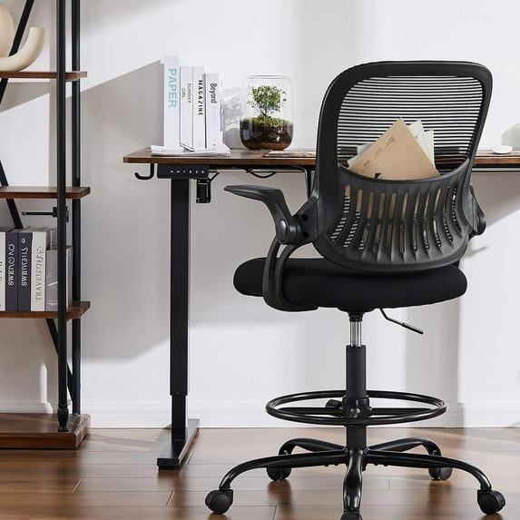 CZMDZH Drafting Chair with Flip-up Arms, Height Adjustable Standing ...