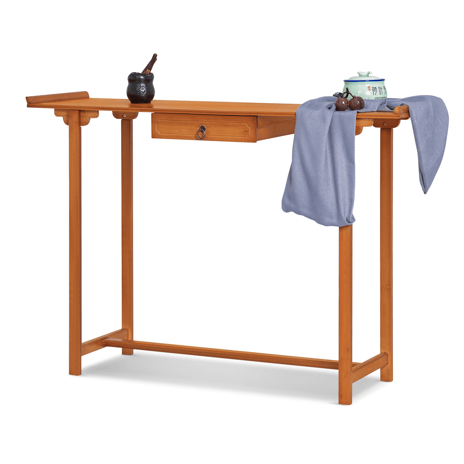 CZMDZH Narrow Console Table Bamboo Sofa Table with 1 Storage Drawer ...