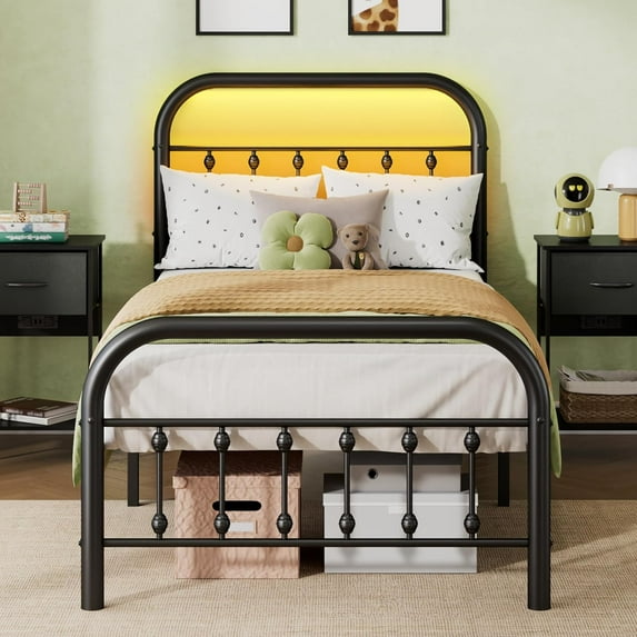 CZMDZHMetal Platform Bed Frame, Twin Bed Frames with Headboard, Bed ...