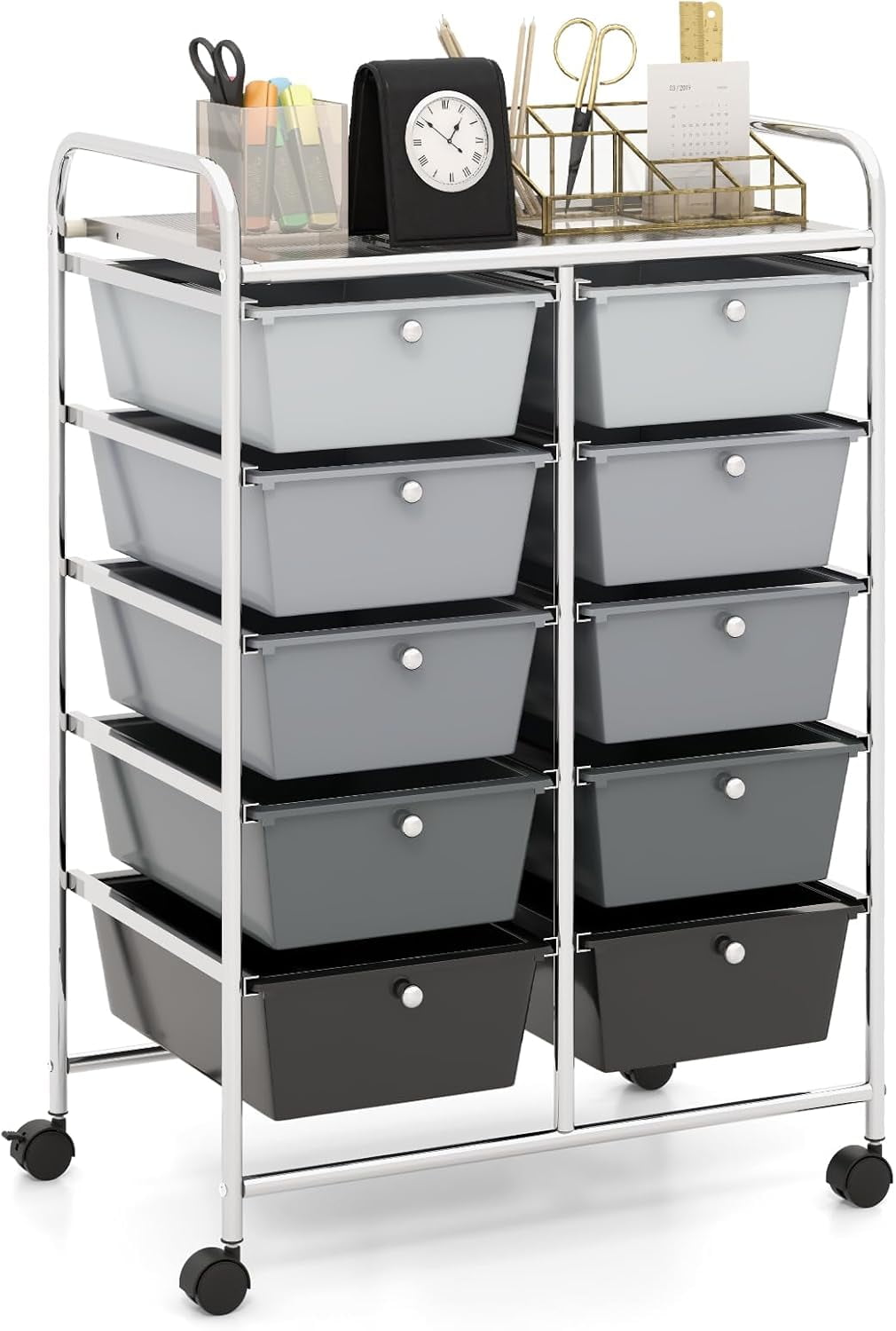 CZMJY 10-Drawer Rolling Storage Cart, Storage Organizer Cart with ...