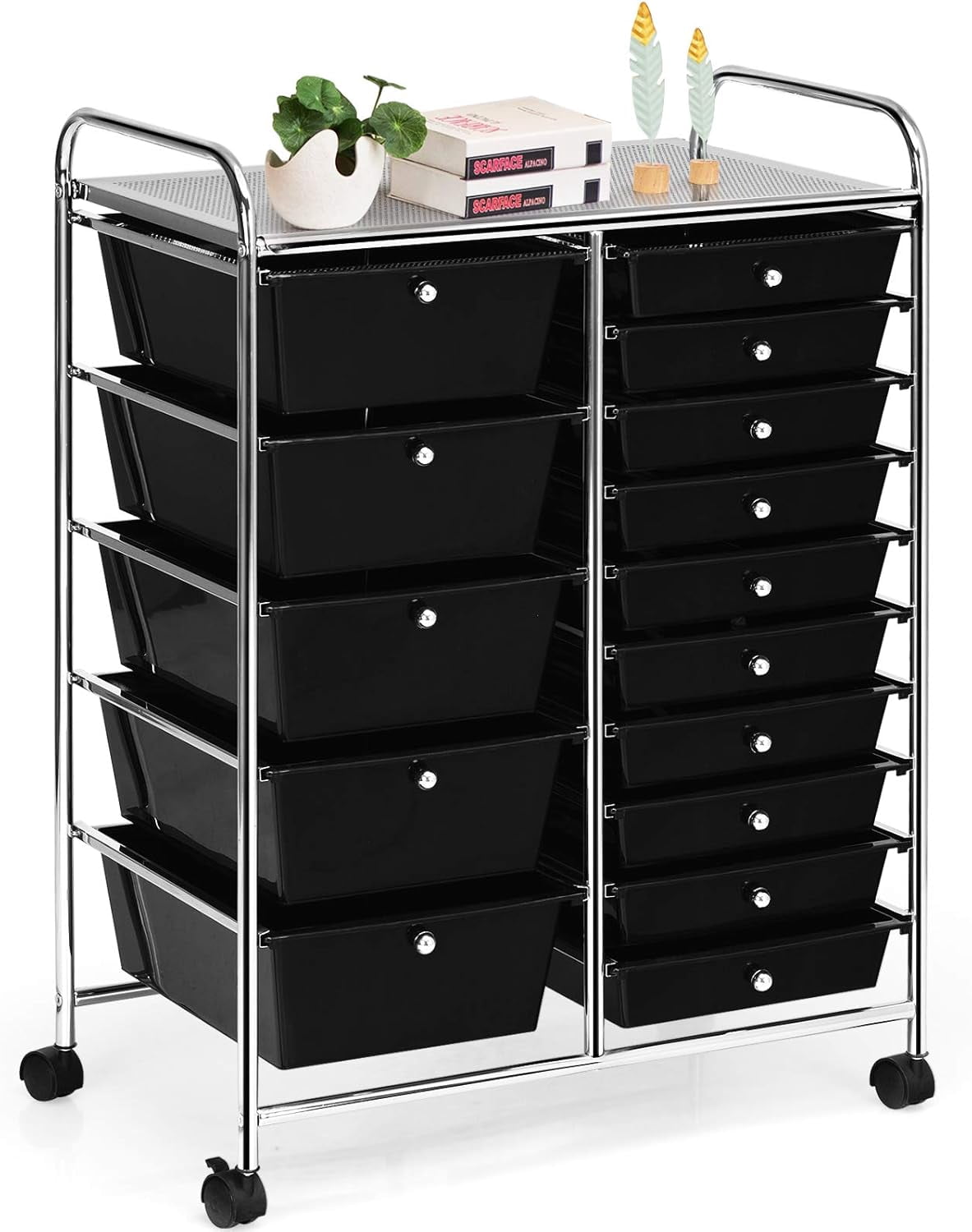 CZMJY 15-Drawer Rolling Cart, Storage Carts with Removable Drawers ...