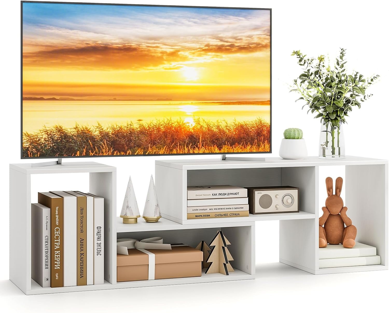 CZMJY 2 Pieces L-Shaped TV Stand, Free-Combination Entertainment Center ...