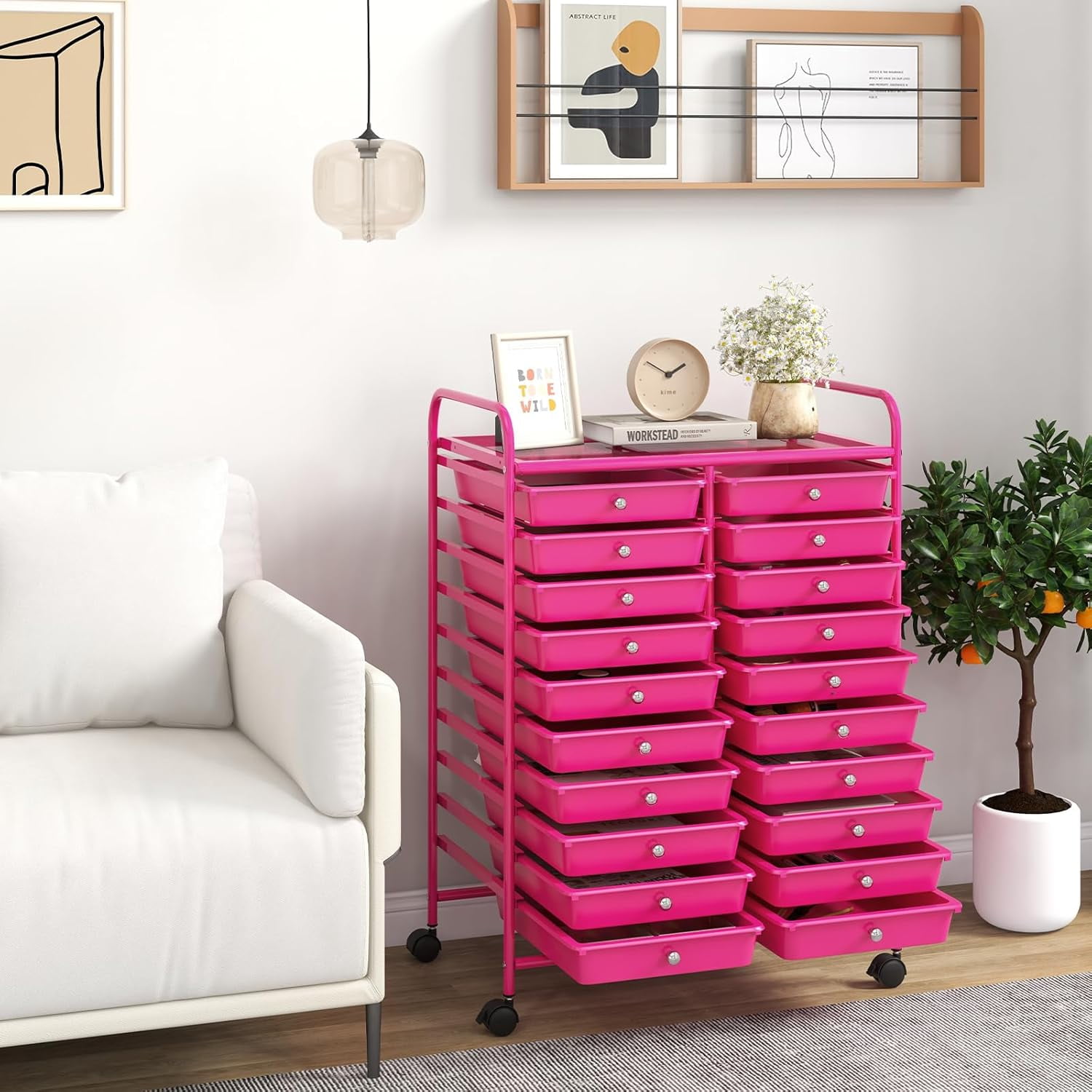 CZMJY 20-Drawer Organizer Cart Tools, Mobile Utility Storage Cart with ...