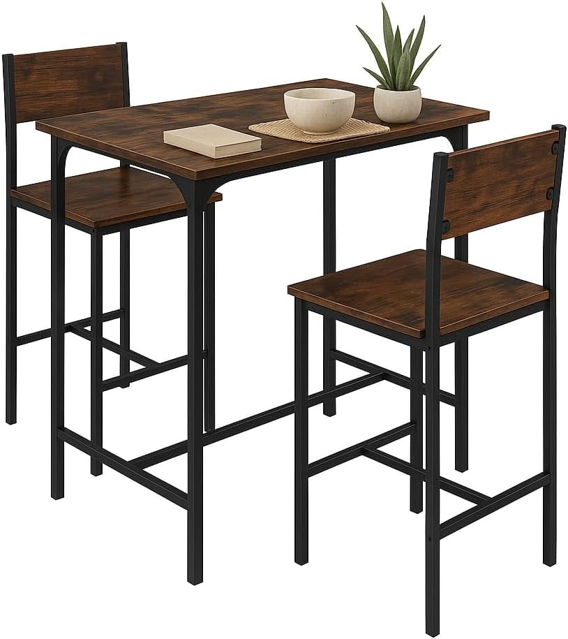 CZMJY 3 Piece Counter Height Bar Table Set, Pub Table and Chairs Set of ...