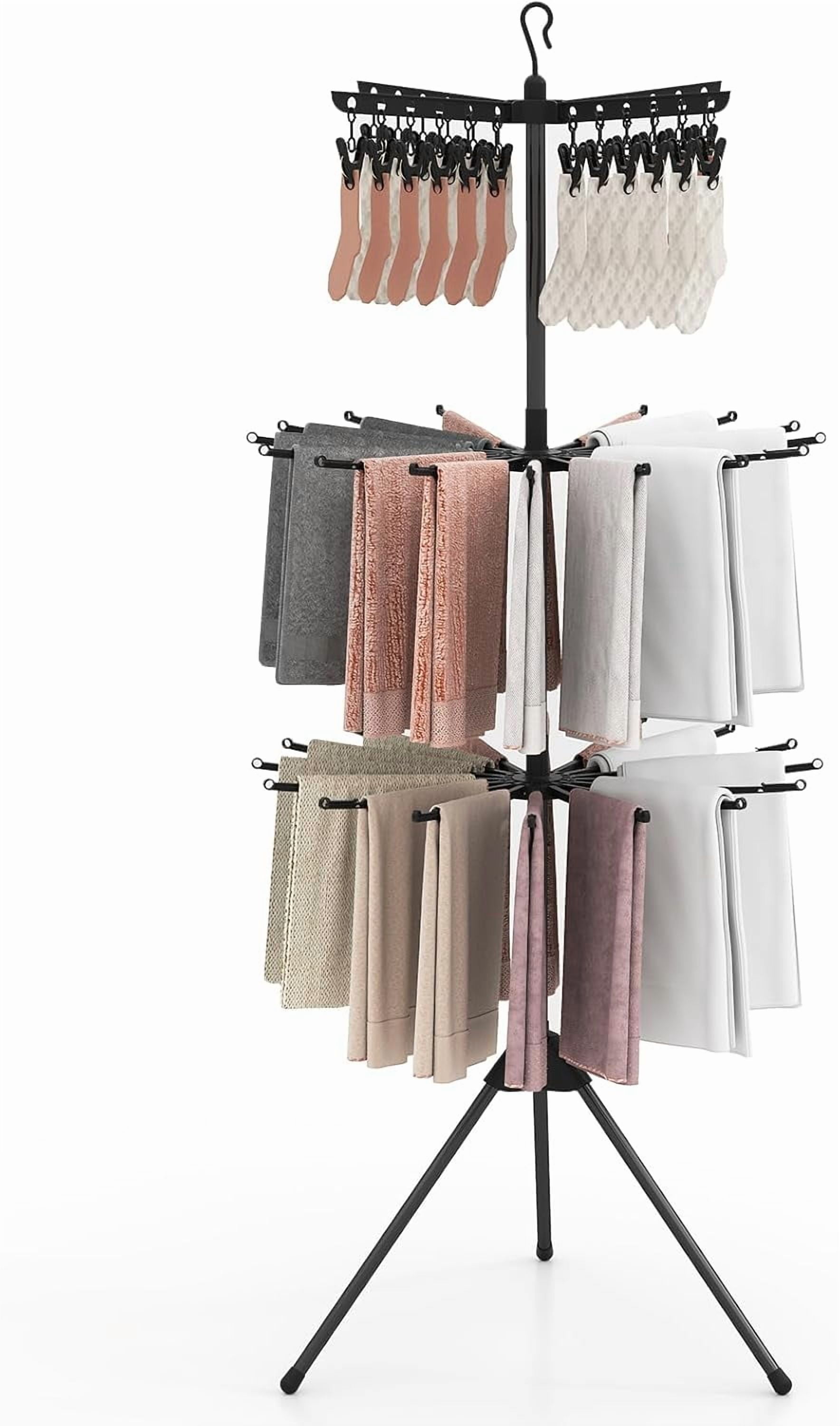 CZMJY 3-Tier Portable and Foldable Drying Rack, 70"H Freestanding Towel ...