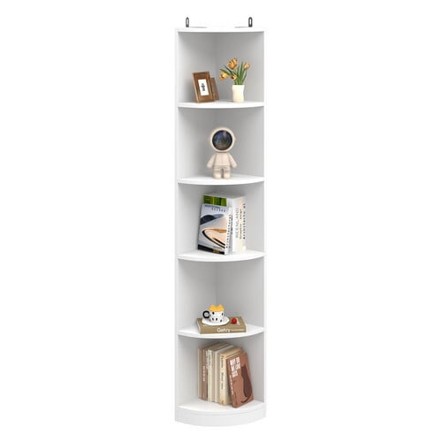 CZMJY 5 Tier Wooden Bookshelf – 71" Tall Heavy Duty Corner Rack ...