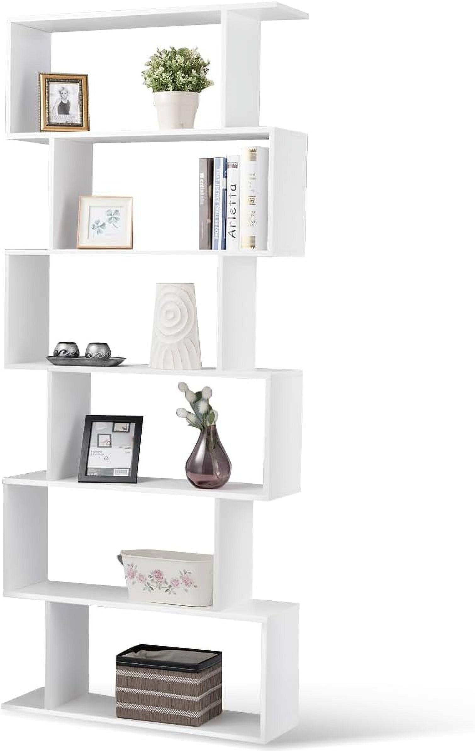 CZMJY 6-Tier Geometric Bookcase, Modern S-Shaped Storage Display ...