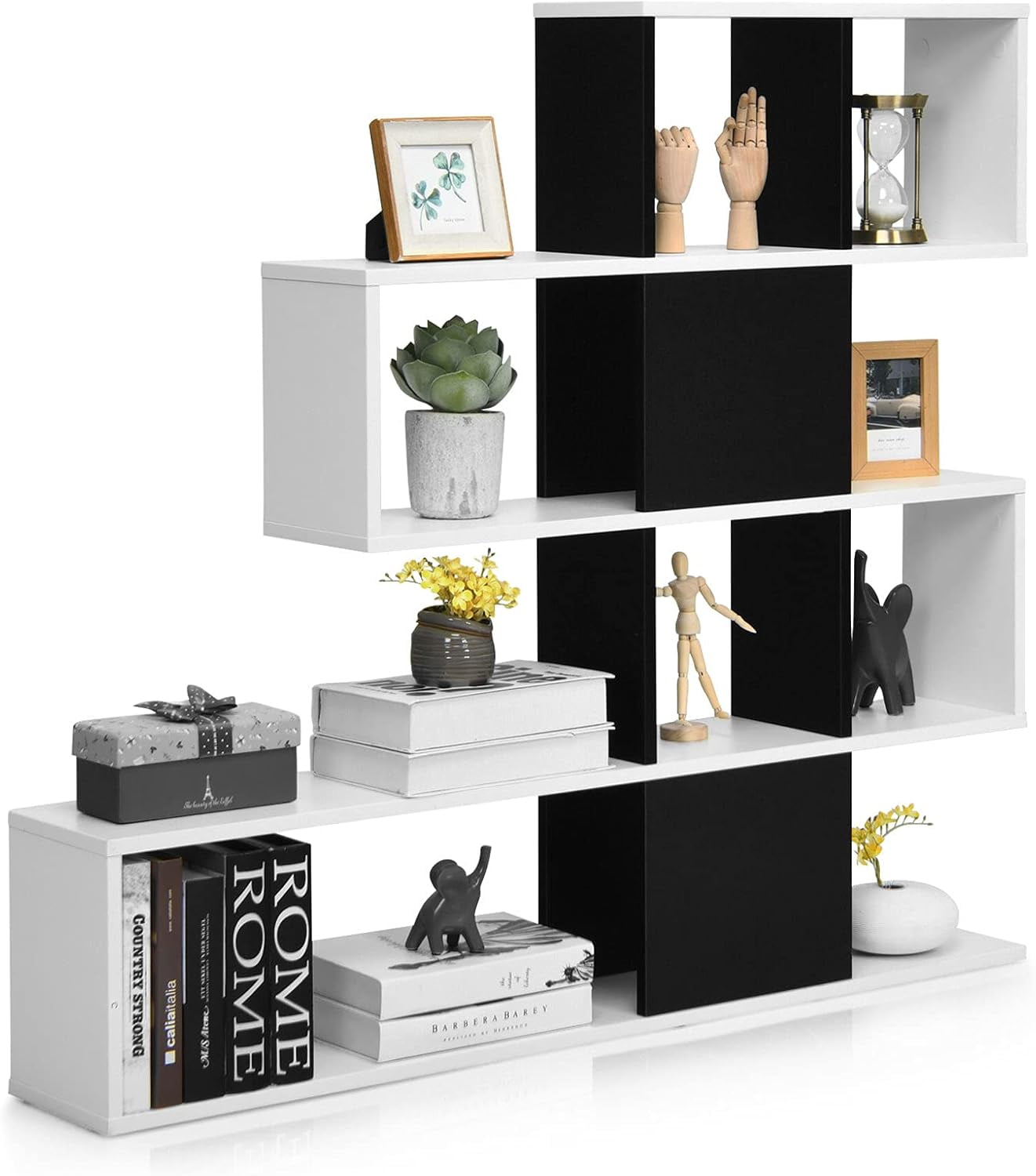 CZMJY 8 Cubes Bookshelf, Modern Ladder Corner Bookcase, 8-Cube Open ...