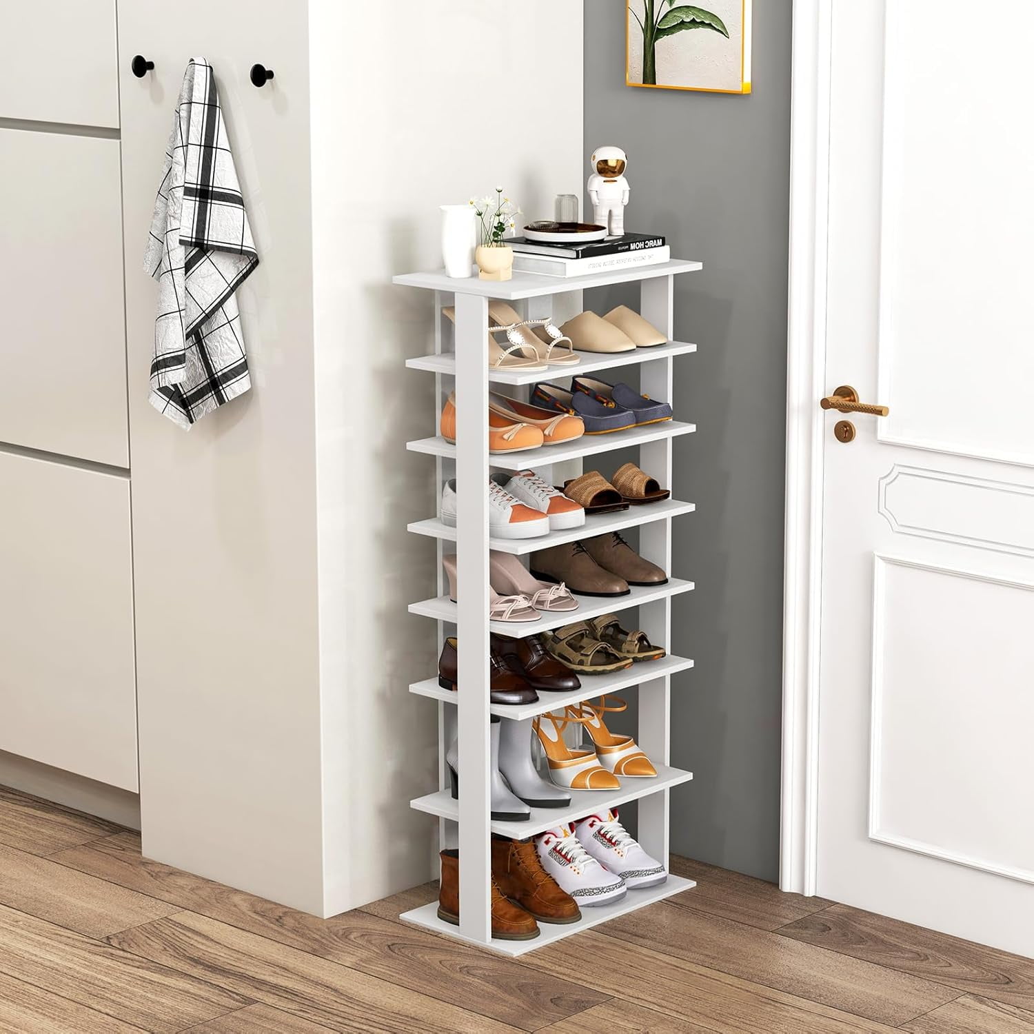 CZMJY 8-Tier Vertical Shoe Rack, Space-Saving Corner Shoe Organizer for ...