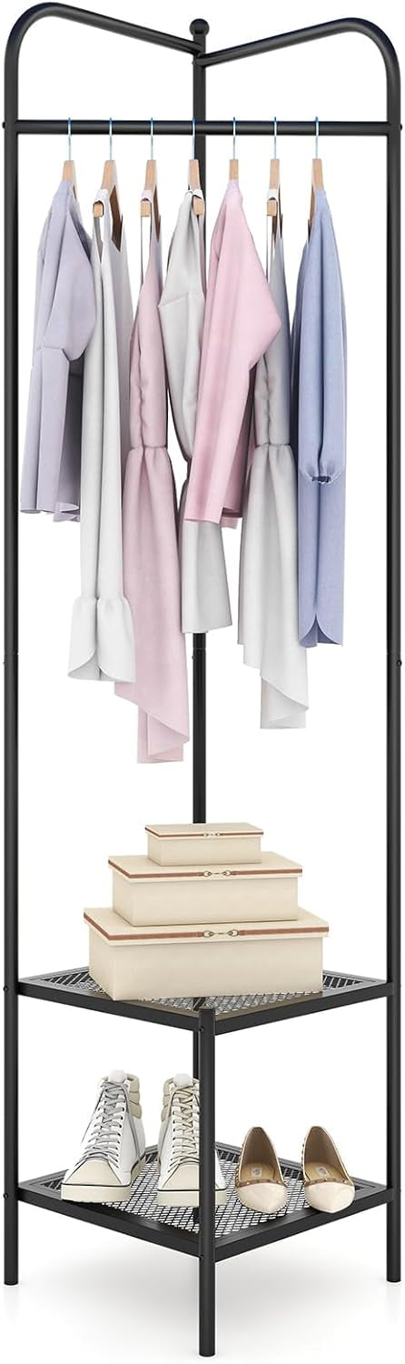 CZMJY Corner Coat Rack with Storage, Simple Hall Tree with Hanging Rod ...