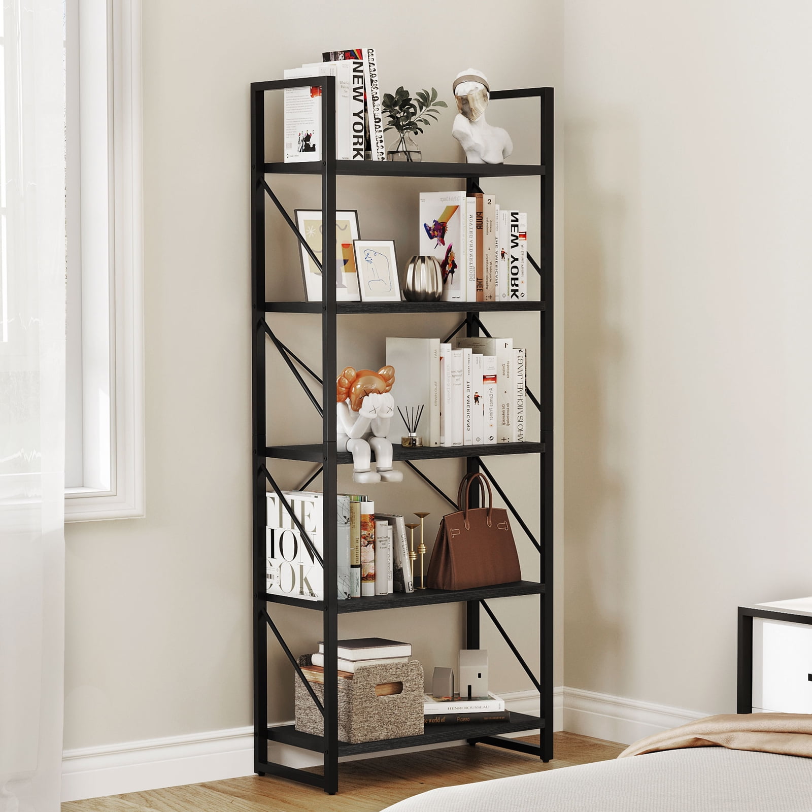 CZMJY Industrial Charm Meets Multifunctional Design – 5-Tier Bookshelf ...