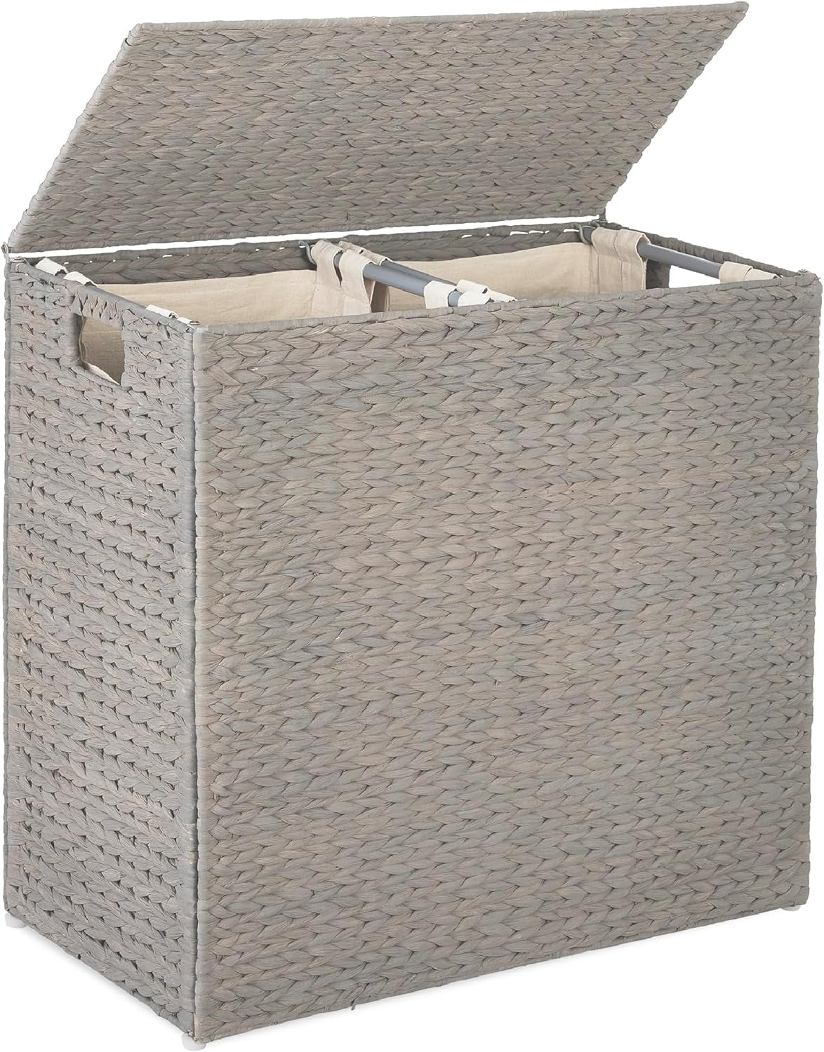 CZMJY Large Double Laundry Hamper with Lid, Natural Handwoven Water ...