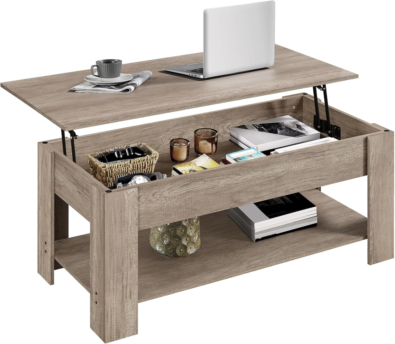 CZMJY Lift Top Coffee Table with Hidden Compartment and Storage Shelf ...