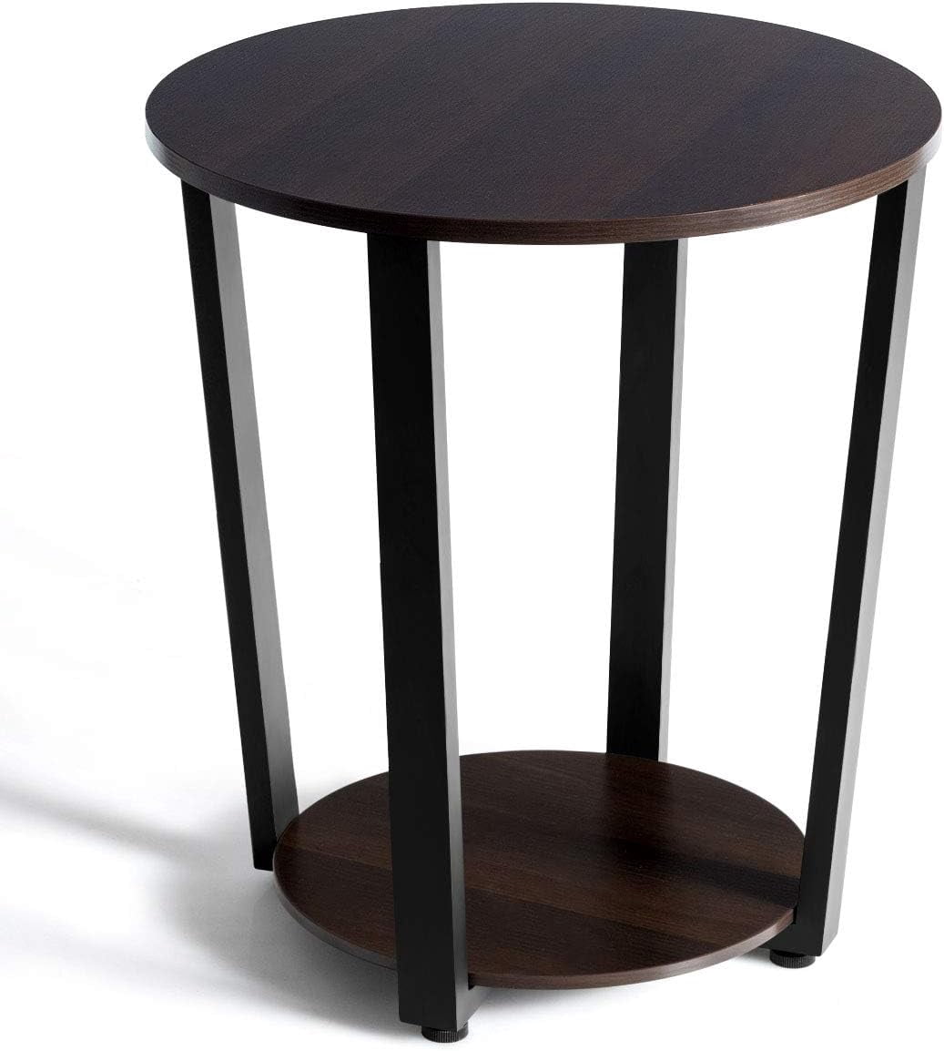 CZMJY Round End Table, 2-Tier Metal Sofa Table with Storage Shelf ...