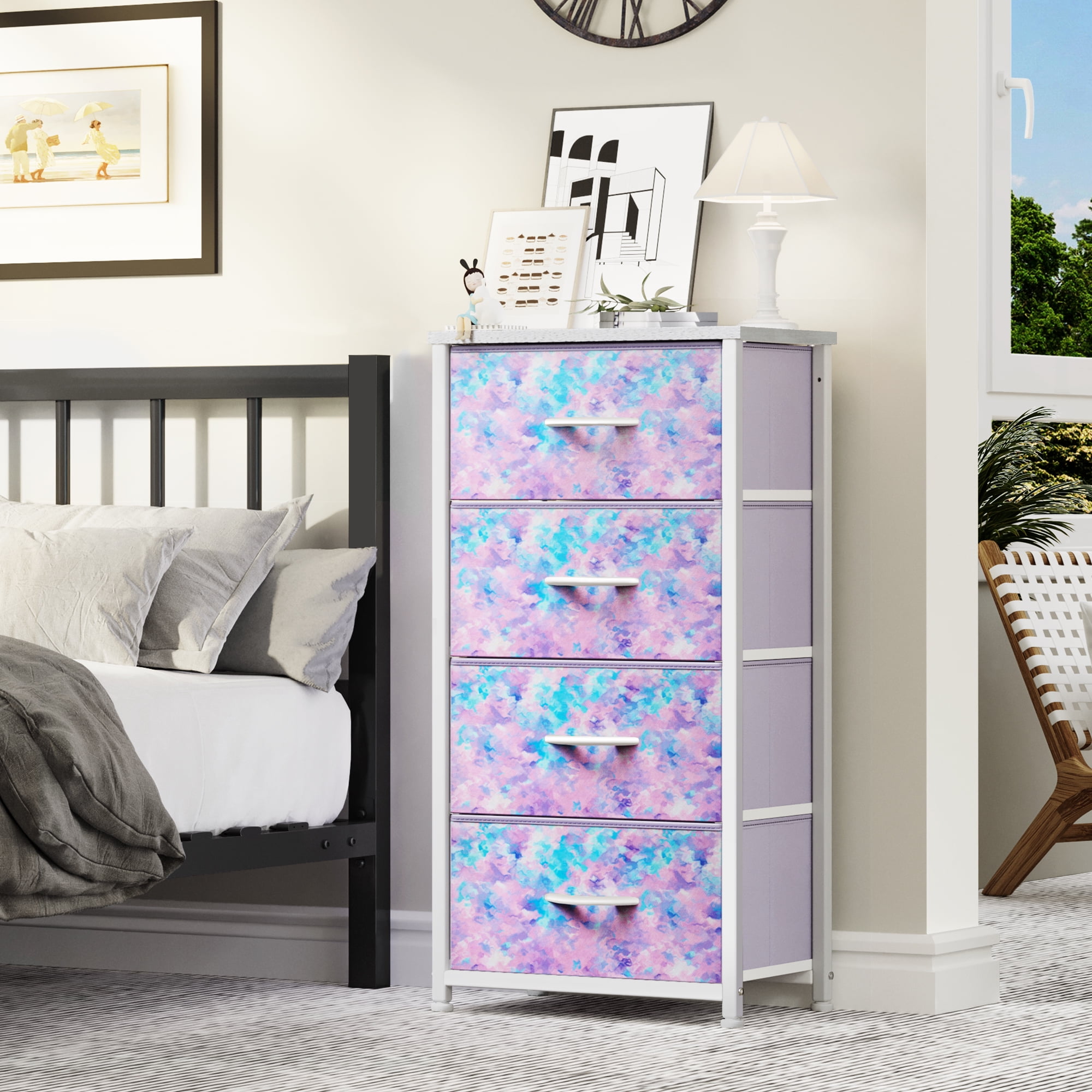 CZMJY Sophisticated Fabric Storage Tower Chest of Drawer Dresser Crafted for Living Rooms ...