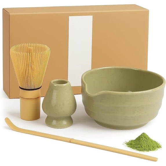 CZQ 4Pcs Matcha Whisk Set Reusable Matcha Making Kit with Ceramic Bowl ...