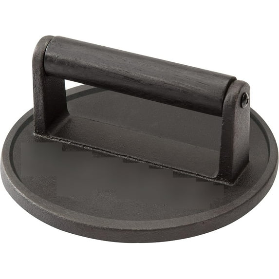 CZQ 6.5" Cast Iron Smashed Burger Press, Round Flat Edge Grill Press ...