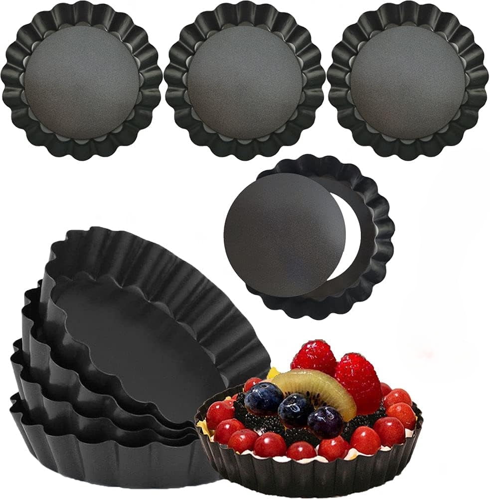 CZQ 8 Pack Mini Tart Pans 4 Inch with Removable Bottom Round Nonstick ...