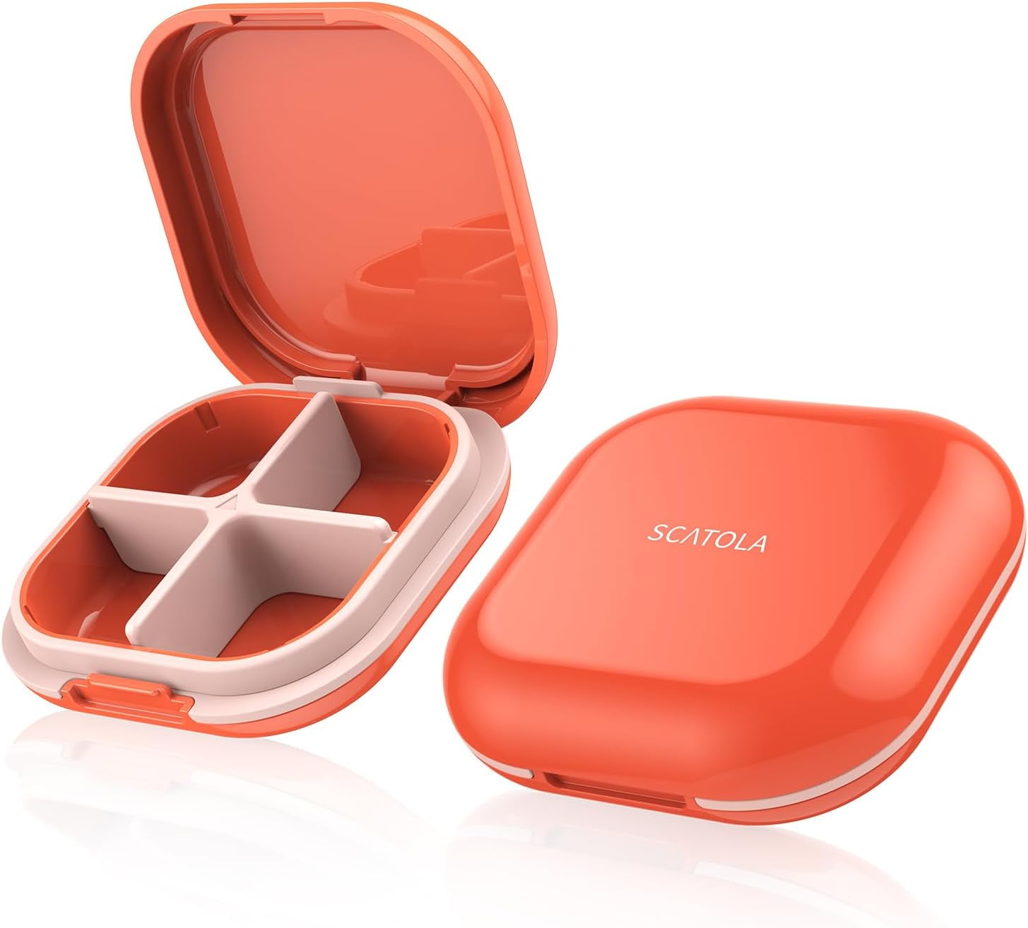 CZQ Daily Pill Organizer 4 Compartments, Small Pill Box Portable Travel ...