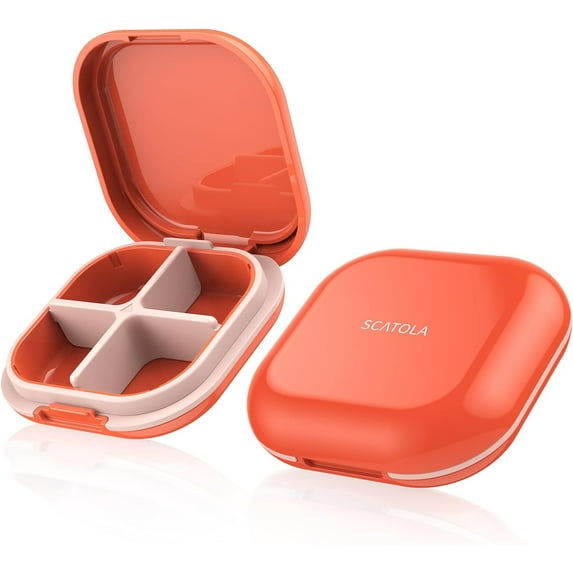 CZQ Daily Pill Organizer 4 Compartments, Small Pill Box Portable Travel ...